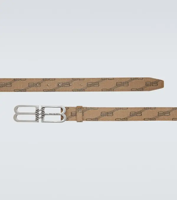 Balenciaga Bb Signature Coated Canvas Belt In Beige - 40  display picture 3