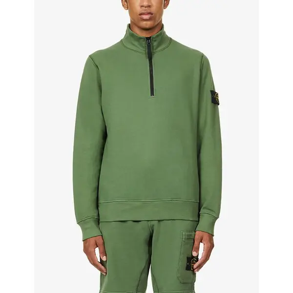 Stone Island Half-zip Funnel-neck Cotton-jersey Sweatshirt