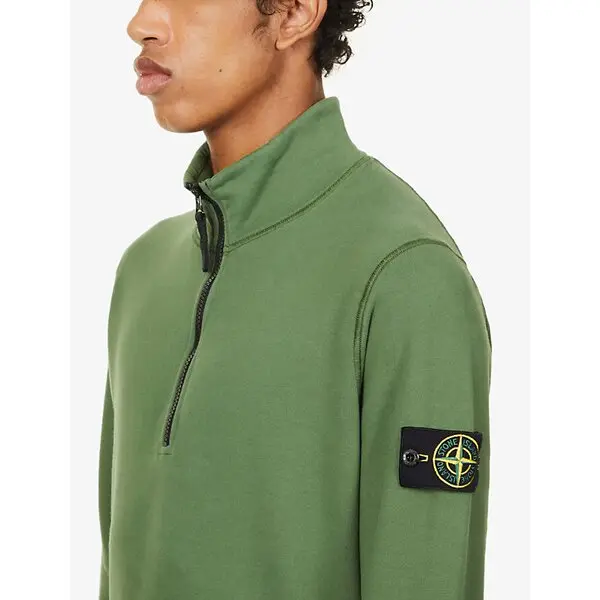 Stone Island Half-zip Funnel-neck Cotton-jersey Sweatshirt