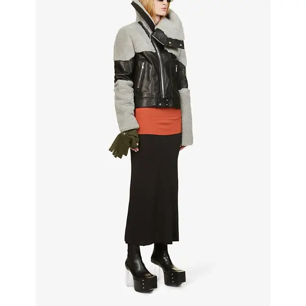 Rick Owens Keith Shawl-Collar Leather Jacket - Black/Pearl