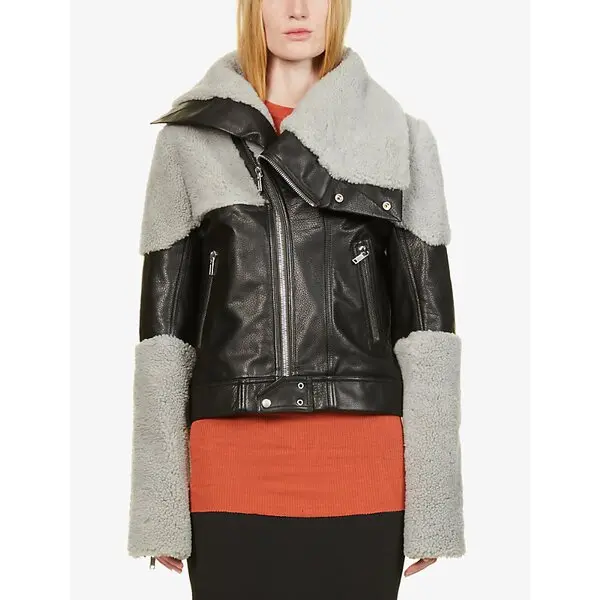 Rick Owens Keith Shawl-Collar Leather Jacket - Black/Pearl