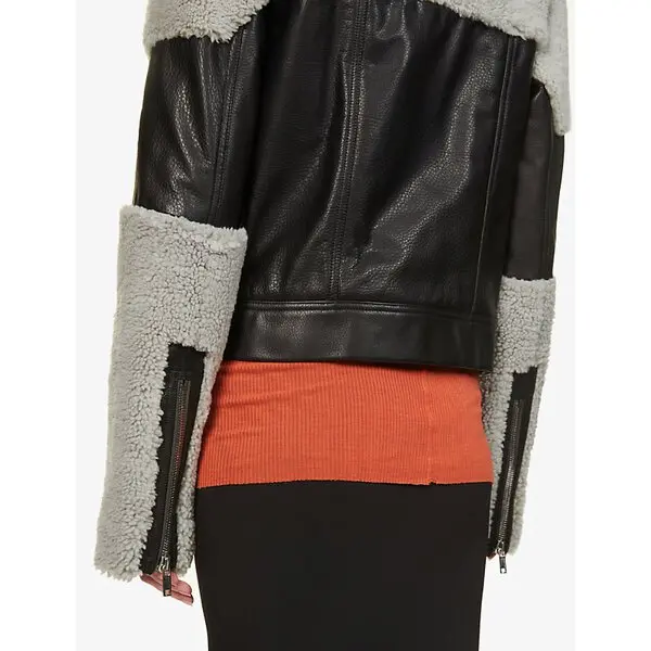Rick Owens Keith Shawl-Collar Leather Jacket - Black/Pearl