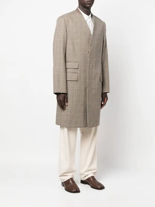 MAISON MARGIELA Herringbone-pattern Collarless Coat - Neutrals