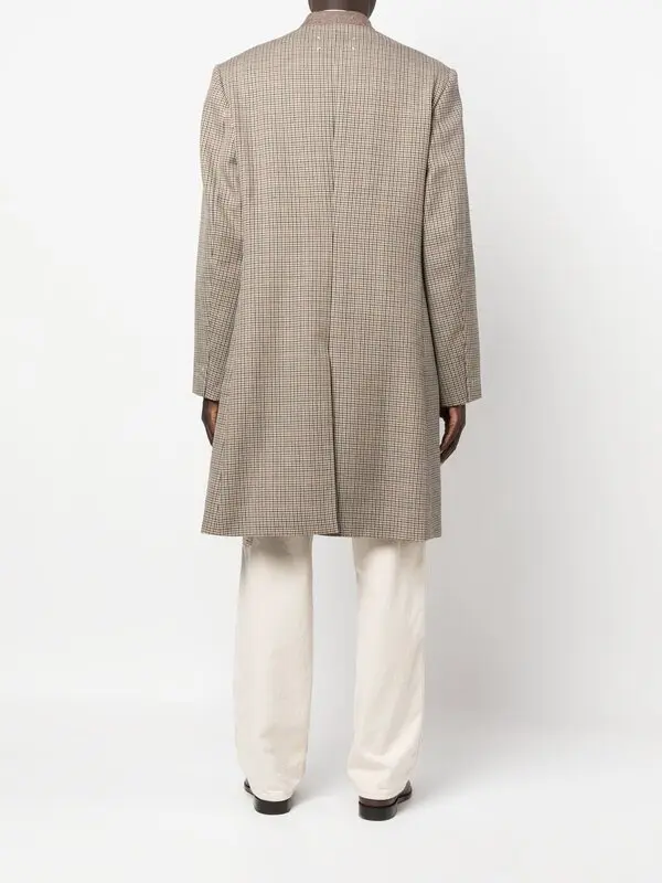 MAISON MARGIELA Herringbone-pattern Collarless Coat - Neutrals