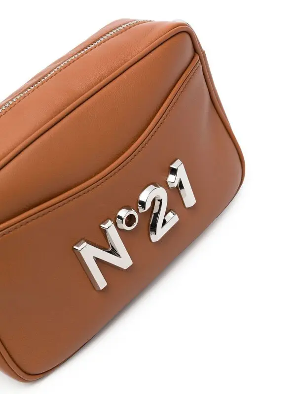N°21 Logo-plaque Leather Crossbody Bag - Brown