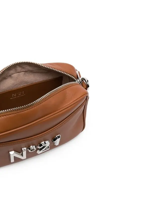 N°21 Logo-plaque Leather Crossbody Bag - Brown