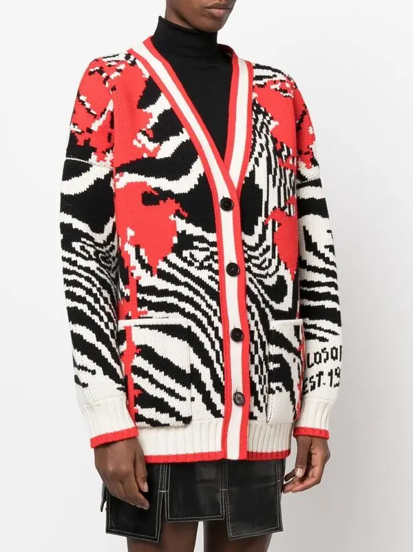 Philosophy Di Lorenzo Serafini Zebra-pattern Virgin Wool Cardigan - Black