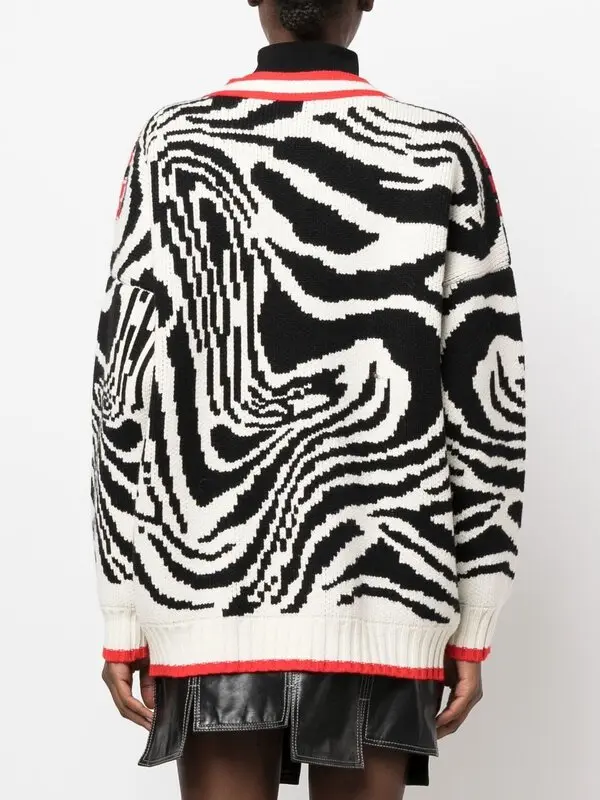 Philosophy Di Lorenzo Serafini Zebra-pattern Virgin Wool Cardigan - Black