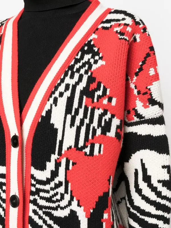 Philosophy Di Lorenzo Serafini Zebra-pattern Virgin Wool Cardigan - Black