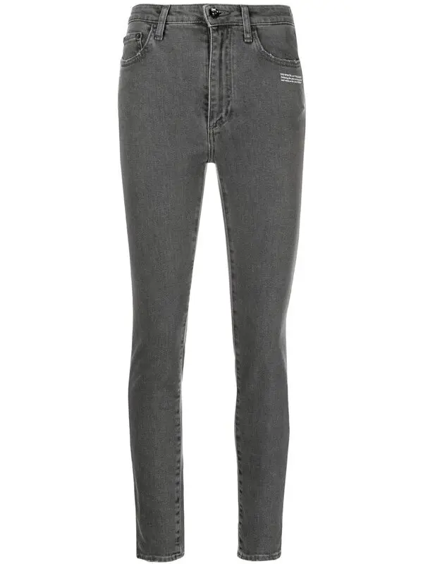 Off-White Slogan-print Cropped Skinny Jeans