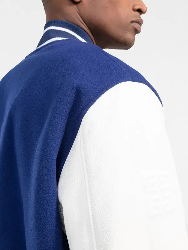 Givenchy Logo-detail Leather-sleeve Varsity Jacket - Blue