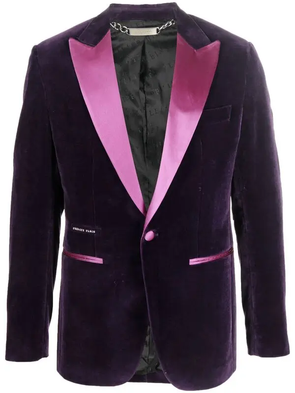 Philipp Plein Single-breasted Velvet Blazer - Purple