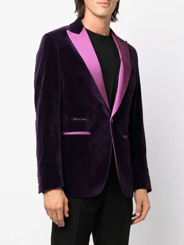 Philipp Plein Single-breasted Velvet Blazer - Purple