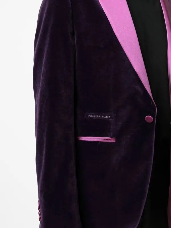 Philipp Plein Single-breasted Velvet Blazer - Purple