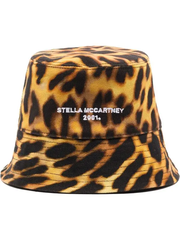 Stella McCartney Logo Leopard-print Bucket Hat - Yellow