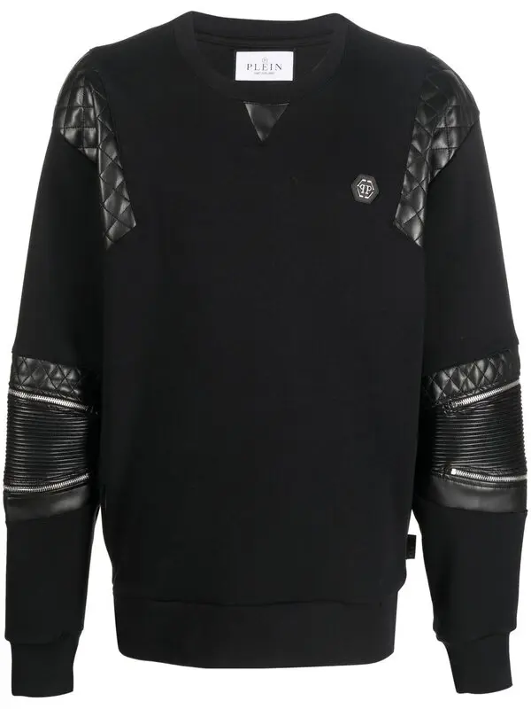 Philipp Plein Diamond-quilt Panelled Sweatshirt