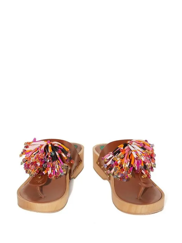 Emilio Pucci Birgitt Pom Pom Leather Platform Sandals