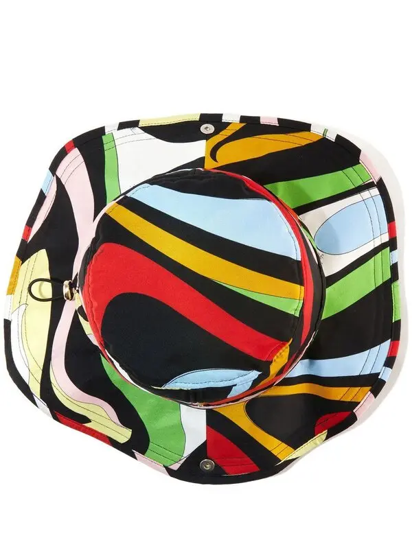 Emilio Pucci Marmo-Print Silk Bucket Hat - Black | Editorialist display picture 1