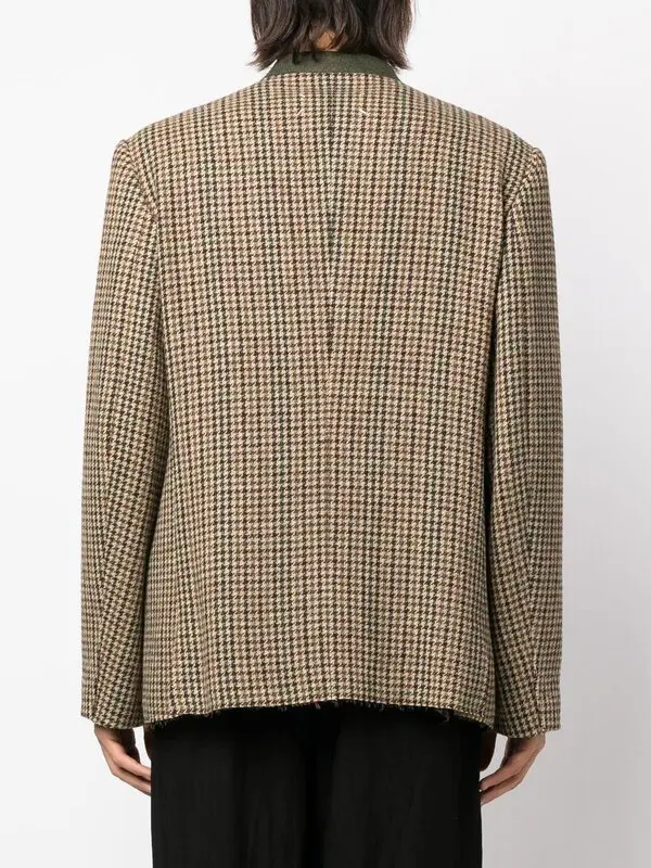 Maison Margiela Houndstooth Wool Blazer In Brown - 30% Off