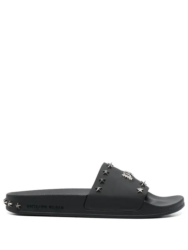 Philipp Plein Gothic Studded Slides - Black