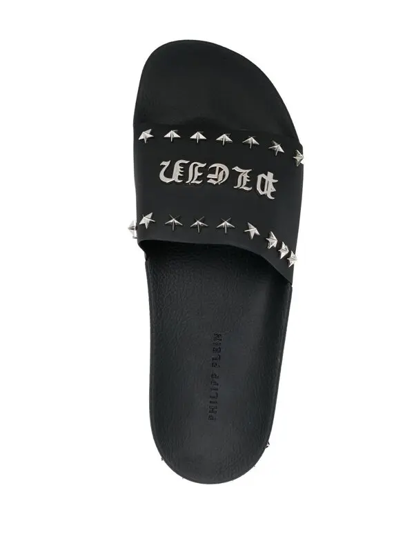 Philipp Plein Gothic Studded Slides - Black