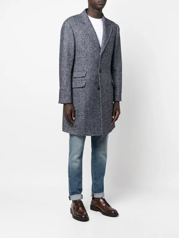 Brunello Cucinelli Herringbone-pattern Midi Coat