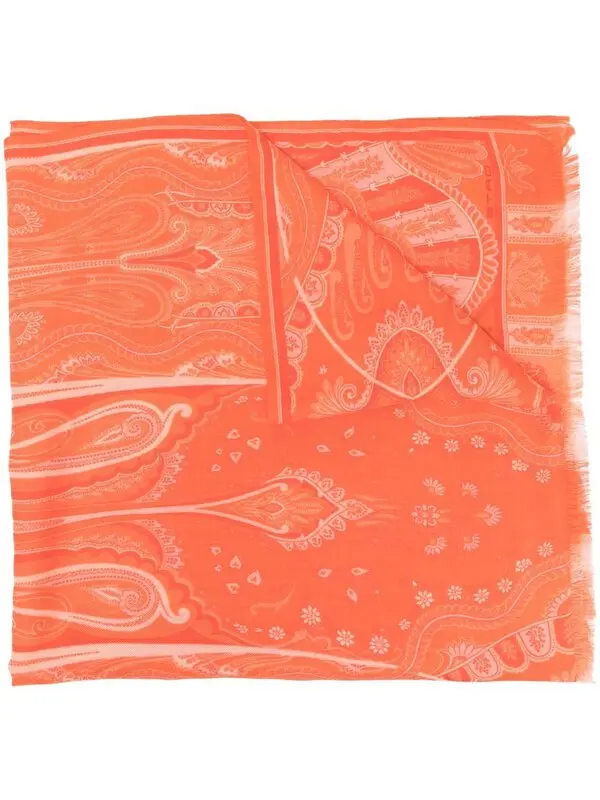 Etro Ornamental-print Scarf - Orange