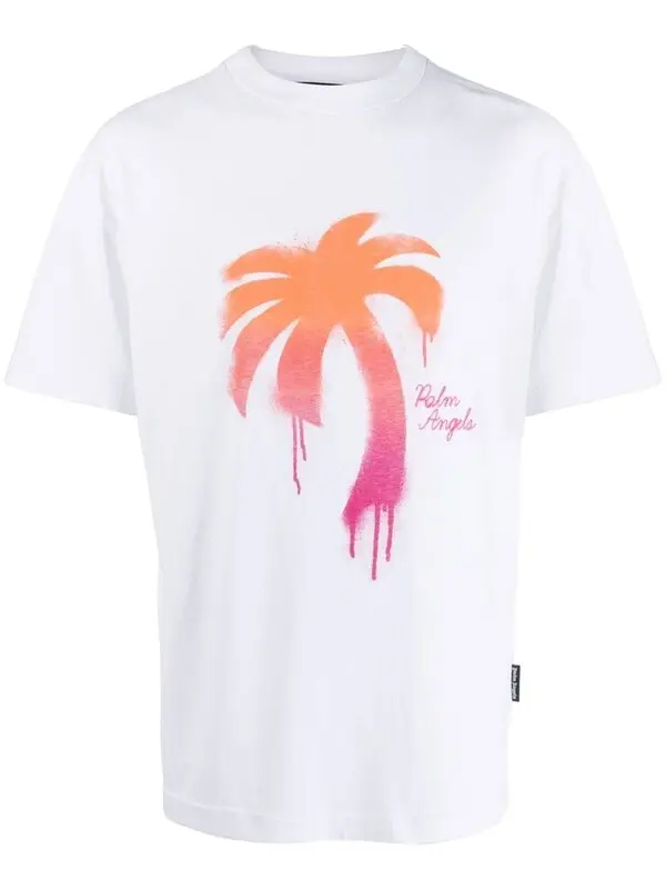 Palm Angels Palm Tree-print Cotton T-shirt - White