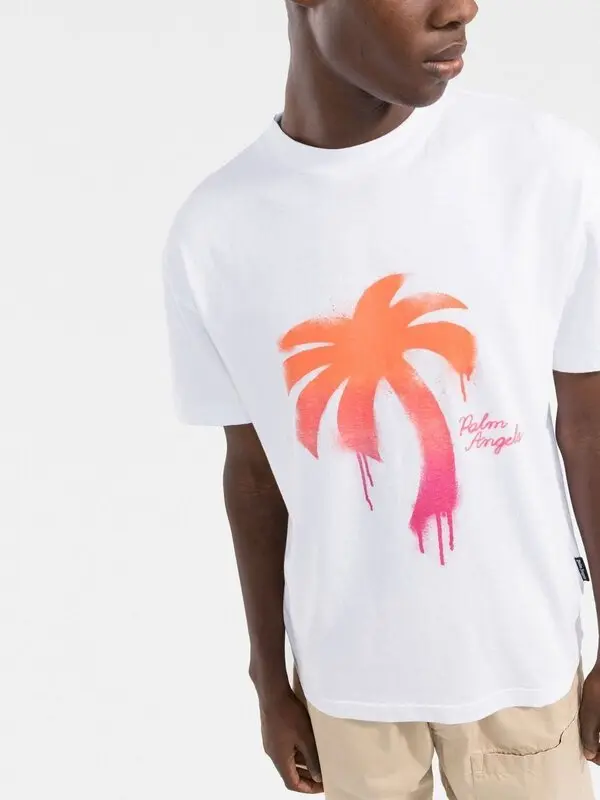 Palm Angels Palm Tree-print Cotton T-shirt - White