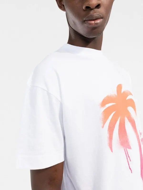 Palm Angels Palm Tree-print Cotton T-shirt - White