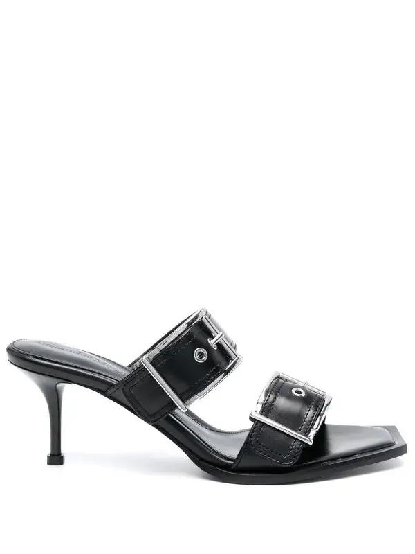 Alexander McQueen 75mm Leather Buckled Sandals - Black