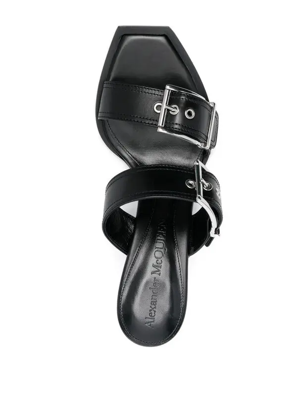 Alexander McQueen 75mm Leather Buckled Sandals - Black