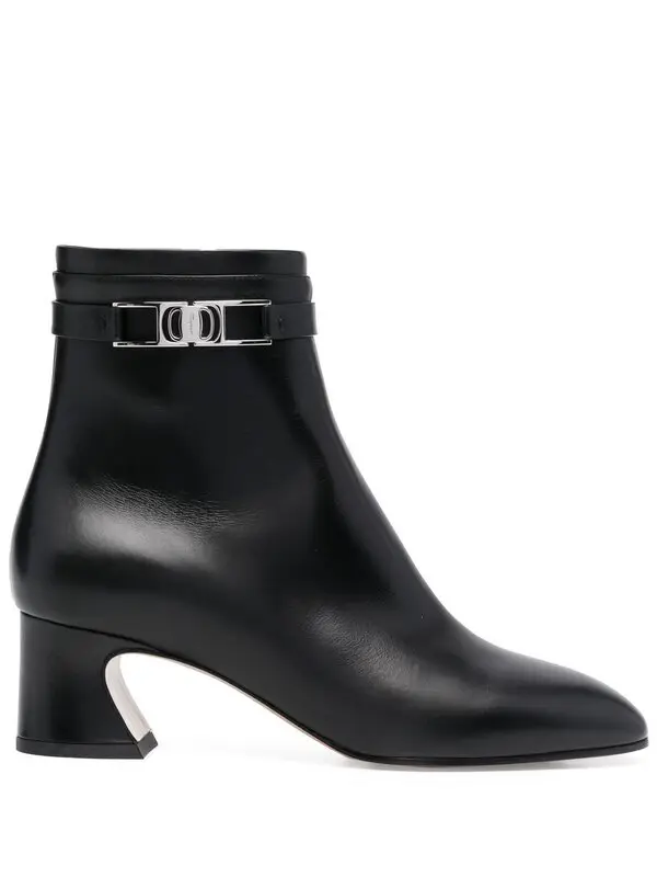 FERRAGAMO Vara Chain Leather Ankle Boots