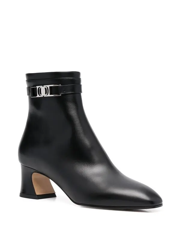 FERRAGAMO Vara Chain Leather Ankle Boots