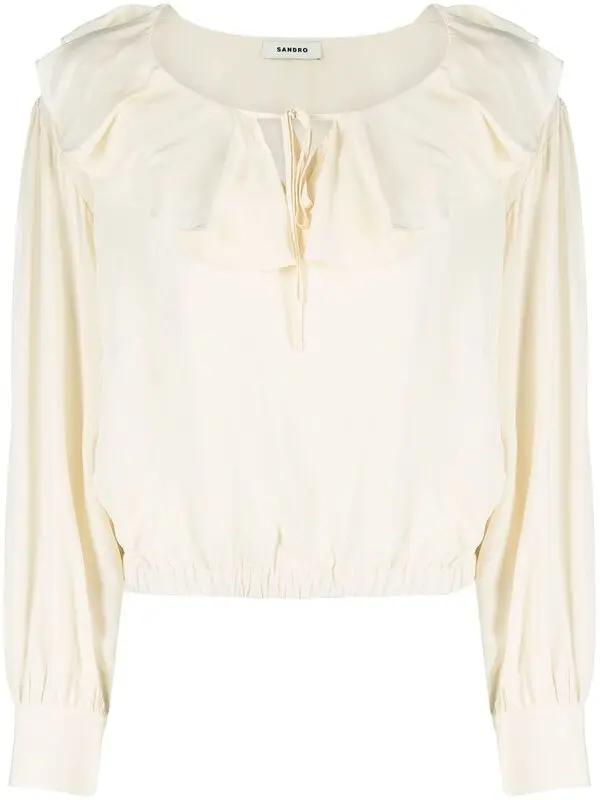Sandro Ruffle-collar Blouse - Neutrals