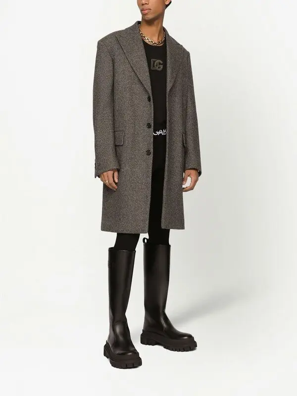 Dolce & Gabbana Herringbone-pattern Single-breasted Coat