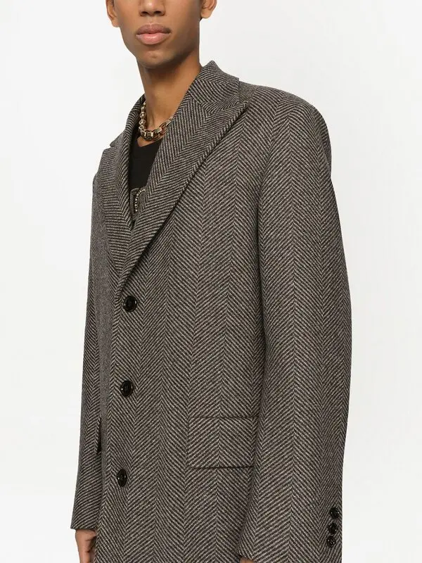 Dolce & Gabbana Herringbone-pattern Single-breasted Coat