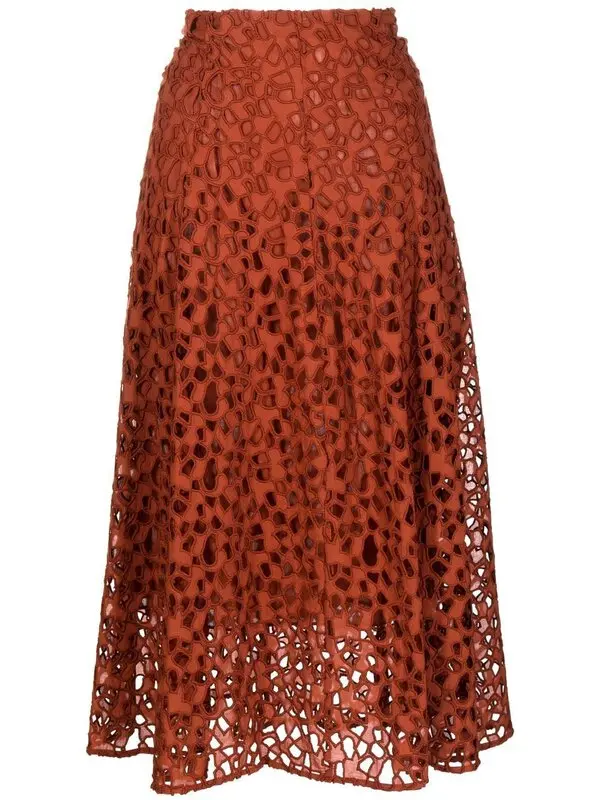 Vince A-line Lace-embroidered Midi Skirt
