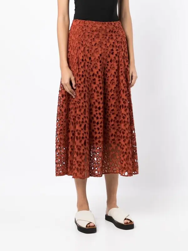 Vince A-line Lace-embroidered Midi Skirt