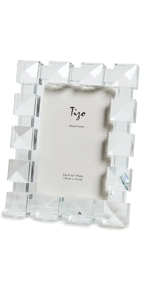 TIZO DESIGN Glass Square Pyramid Photo Frame 4x6 - Clear