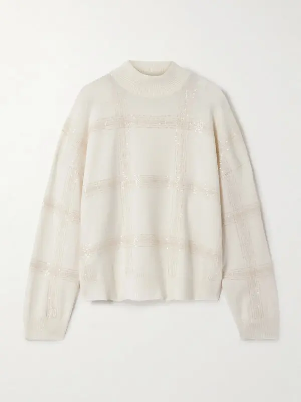 Brunello Cucinelli Sequin-embellished Wool-blend Sweater