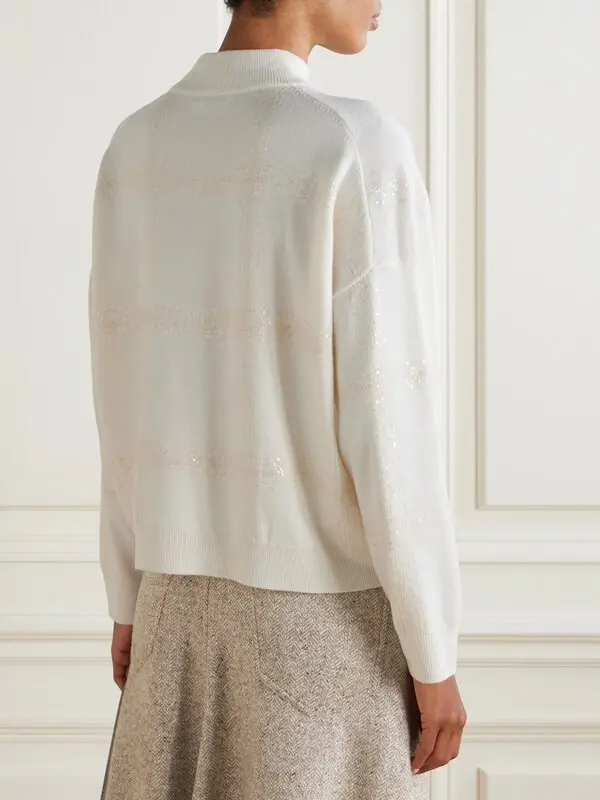 Brunello Cucinelli Sequin-embellished Wool-blend Sweater