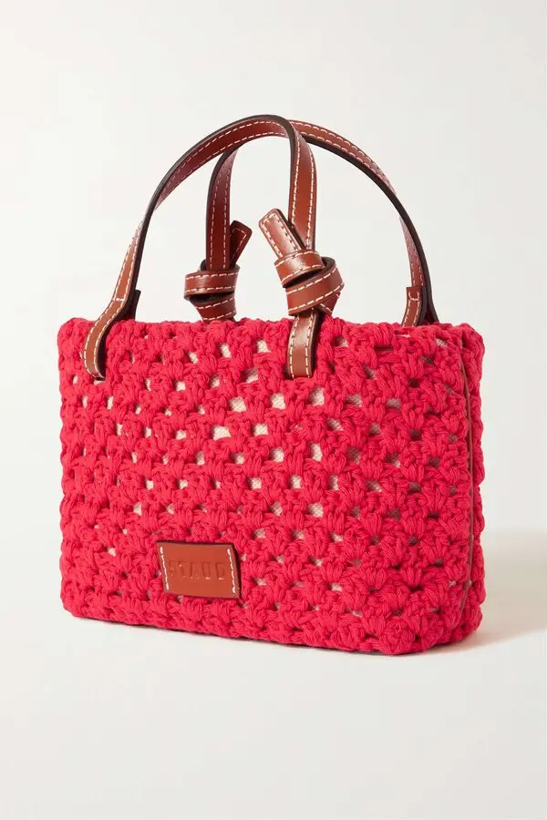 Staud Ria Leather-trimmed Crochet Tote