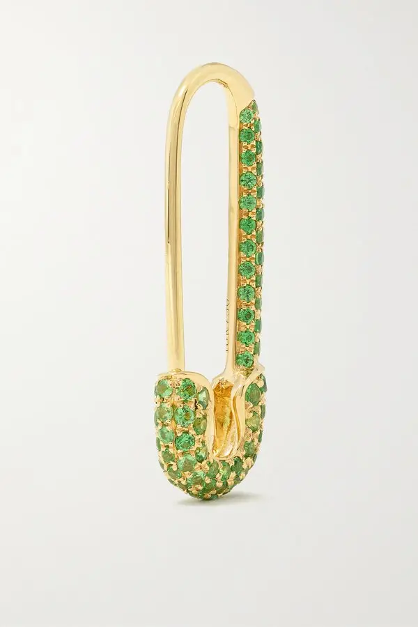 ANITA KO Safety Pin 18-karat Tsavorite Single Earring