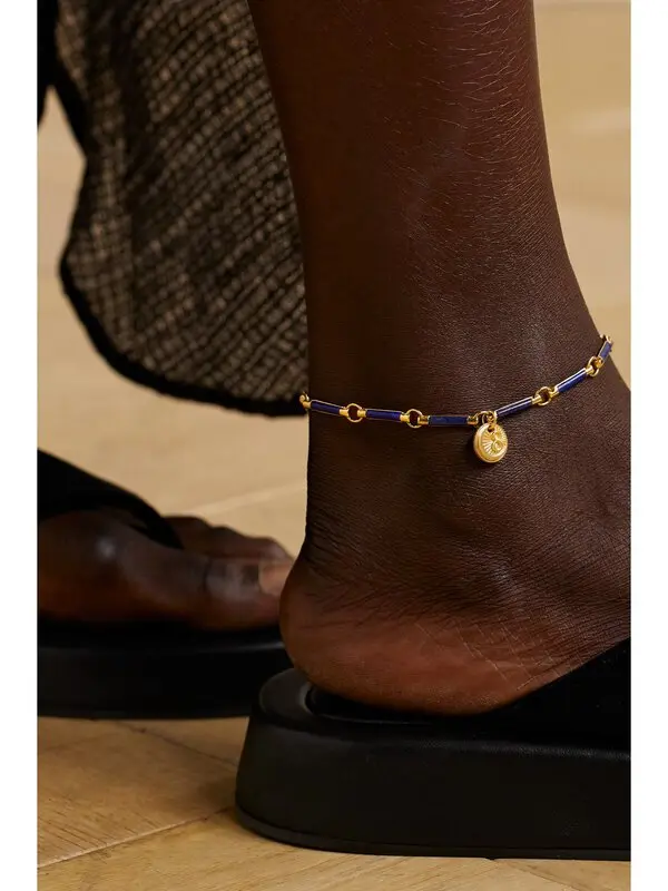 FOUNDRAE Karma 18-karat Lapis Lazuli Charm Anklet