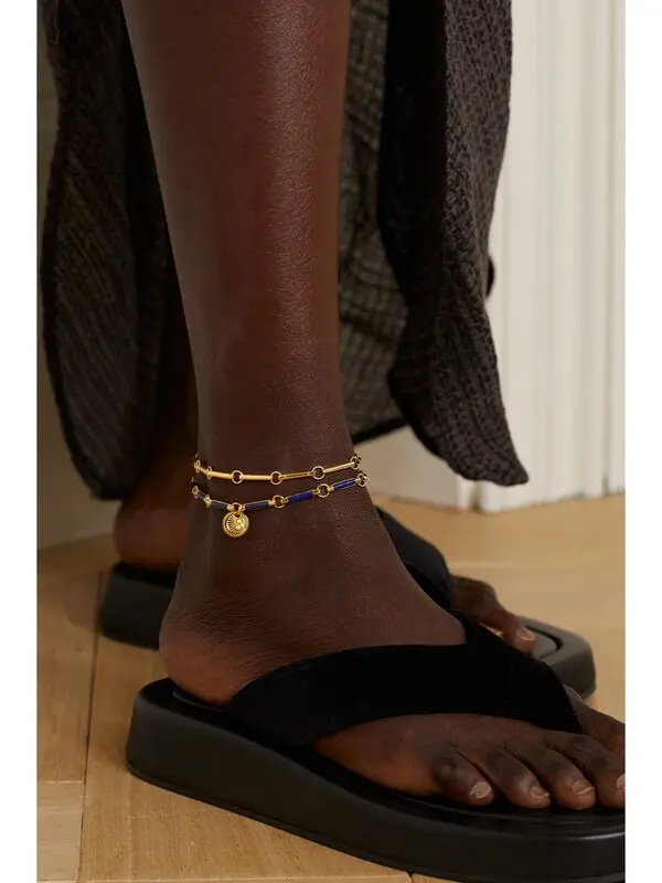 FOUNDRAE Karma 18-karat Lapis Lazuli Charm Anklet