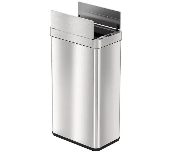 ITOUCHLESS 18 Gal Stainless Steel Wings-open Se Nsor Trash Can - Silver