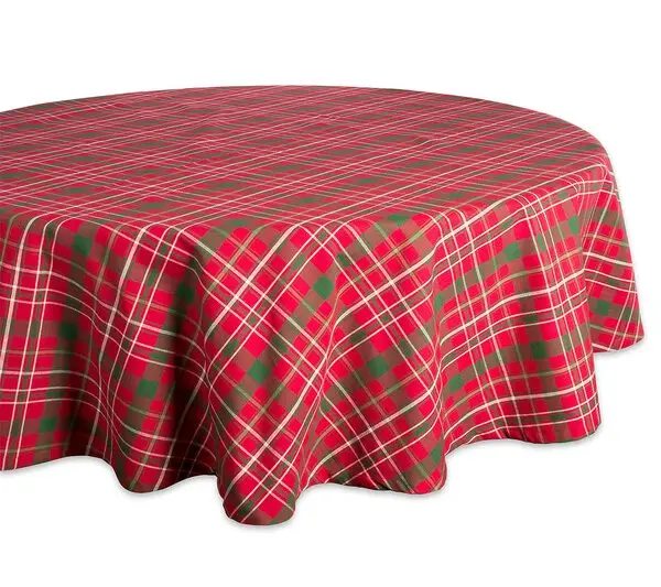 DESIGN IMPORTS Tartan Holiday Plaid Tablecloth Round - One-color