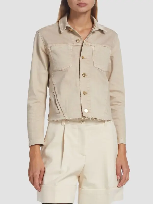 L'Agence Janelle Cotton-blend Denim Jacket - Biscuit