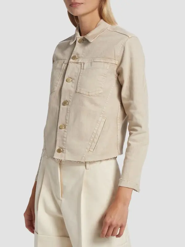 L'Agence Janelle Cotton-blend Denim Jacket - Biscuit